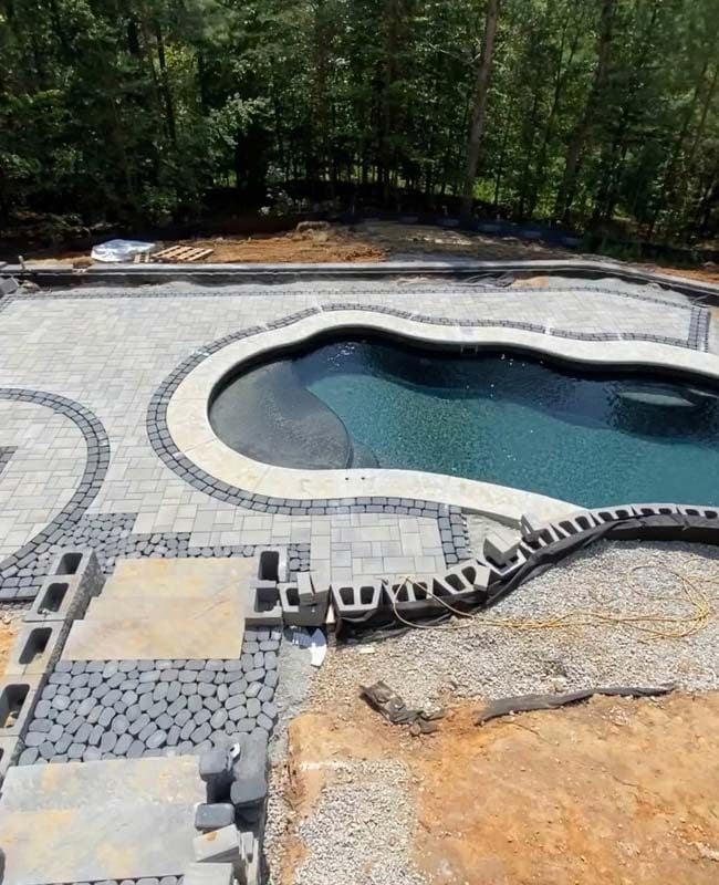 New Home Construction Landscaping | Pool, Retention Wall
