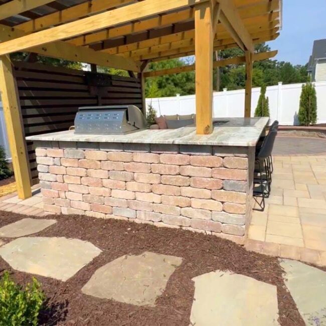 Backyard Renovation | Outdoor Kitchen, Retaining Wall, Patio